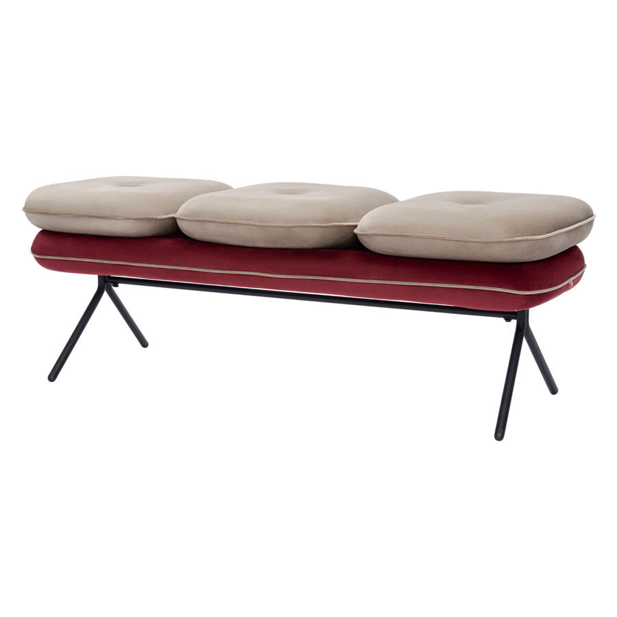 Банкетка Bergenson Bjorn Pea, велюр, бежево-бордовая, высокое качество