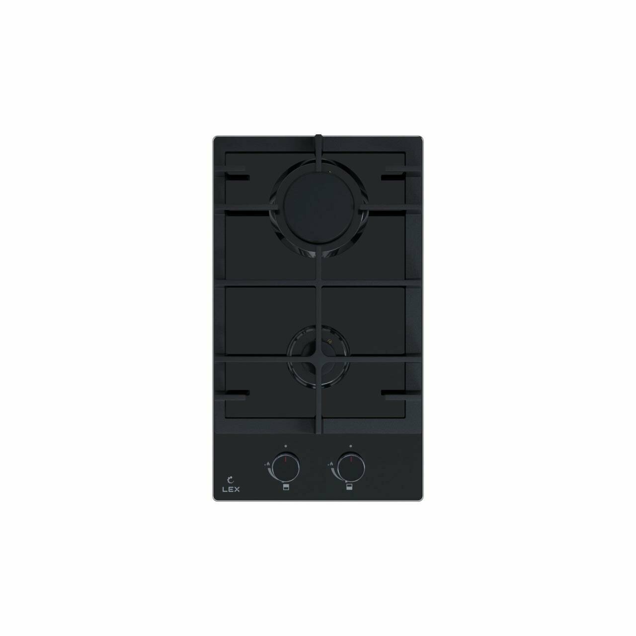 Варочная панель газовая LEX GVG 325 BBL, встраиваемая, газ-контроль, электроподжиг, закалённое стекло, чугунные решетки.