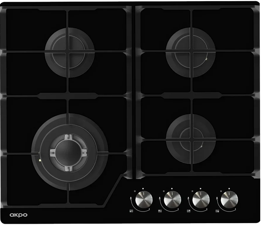 Газовая поверхность AKPO PGA 604 HGC-T BL, 60 см, решетки: чугунные, черный, Китай