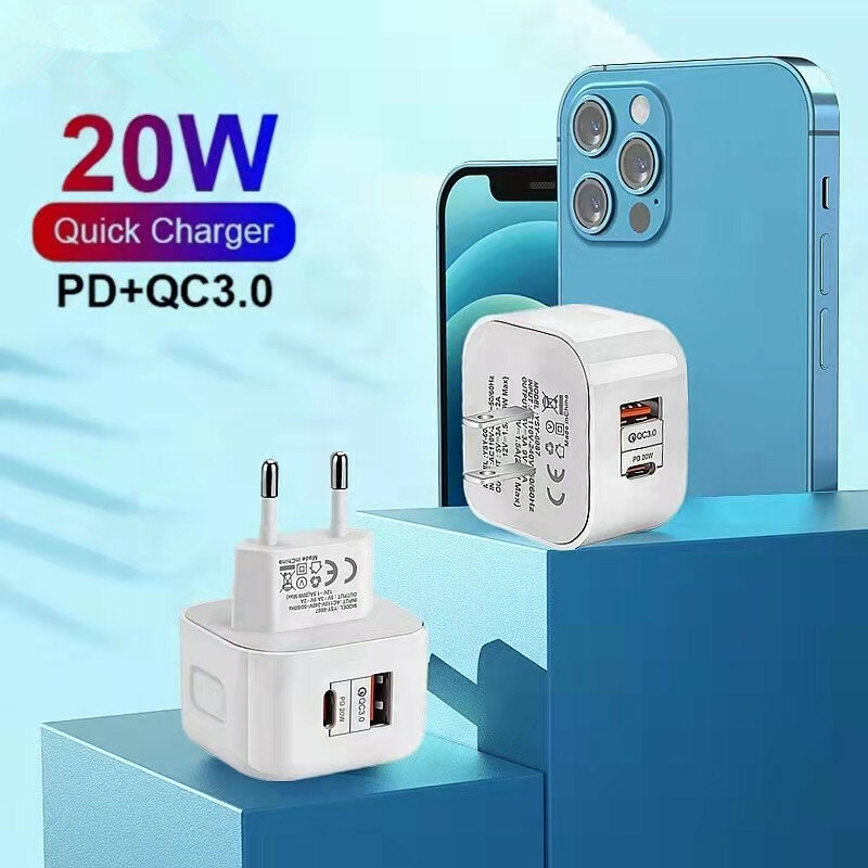 Зарядное устройство HCJTWIN 6087-20W, PD, QC3.0, 2 порта, для путешествий