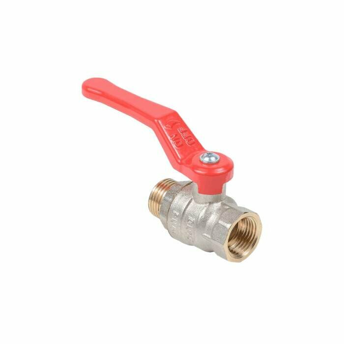 Кран шаровой латунь никель Эксперт Ду 32 Ру40 ВР/НР полнопроходной рычаг красный Dist Н124Р