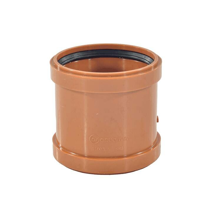Муфта НПВХ ремонтная коричневая Дн 110 б/нап в/к Aquaviva AQVD100110