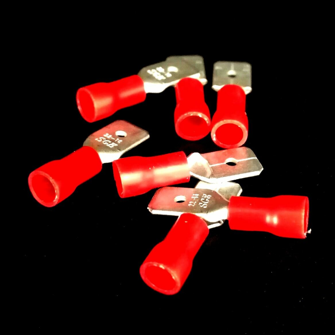 30шт Клемма ножевая- вилка 6,3mm красная VD1-6,3M SGE Taiwan