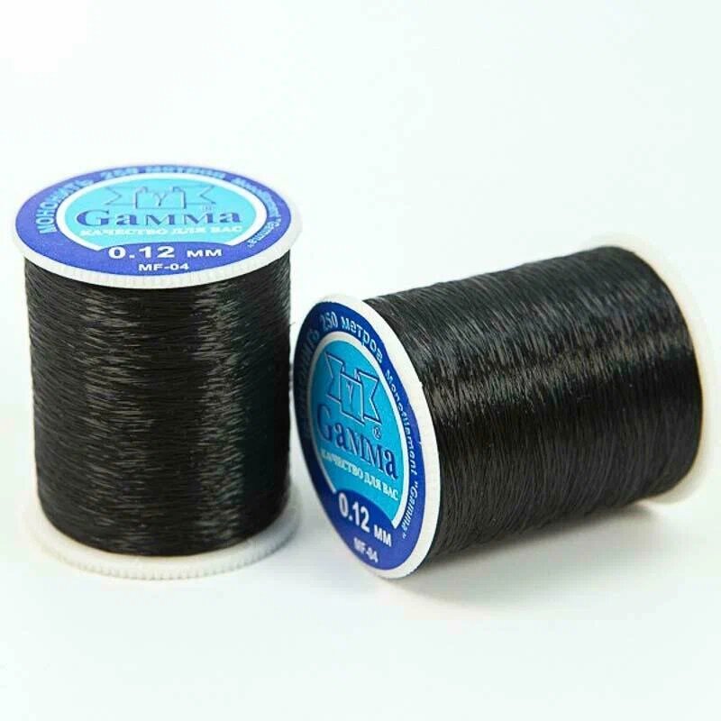 Мононить Gamma, 100 % нейлон, длина 250м, диаметр 0.12мм, цвет черный,12шт.