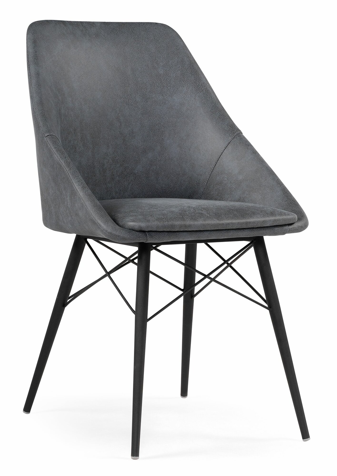 Стул на металлокаркасе Монти-Люкс эмаль черный муар / искусственная замша серая / pluton 101