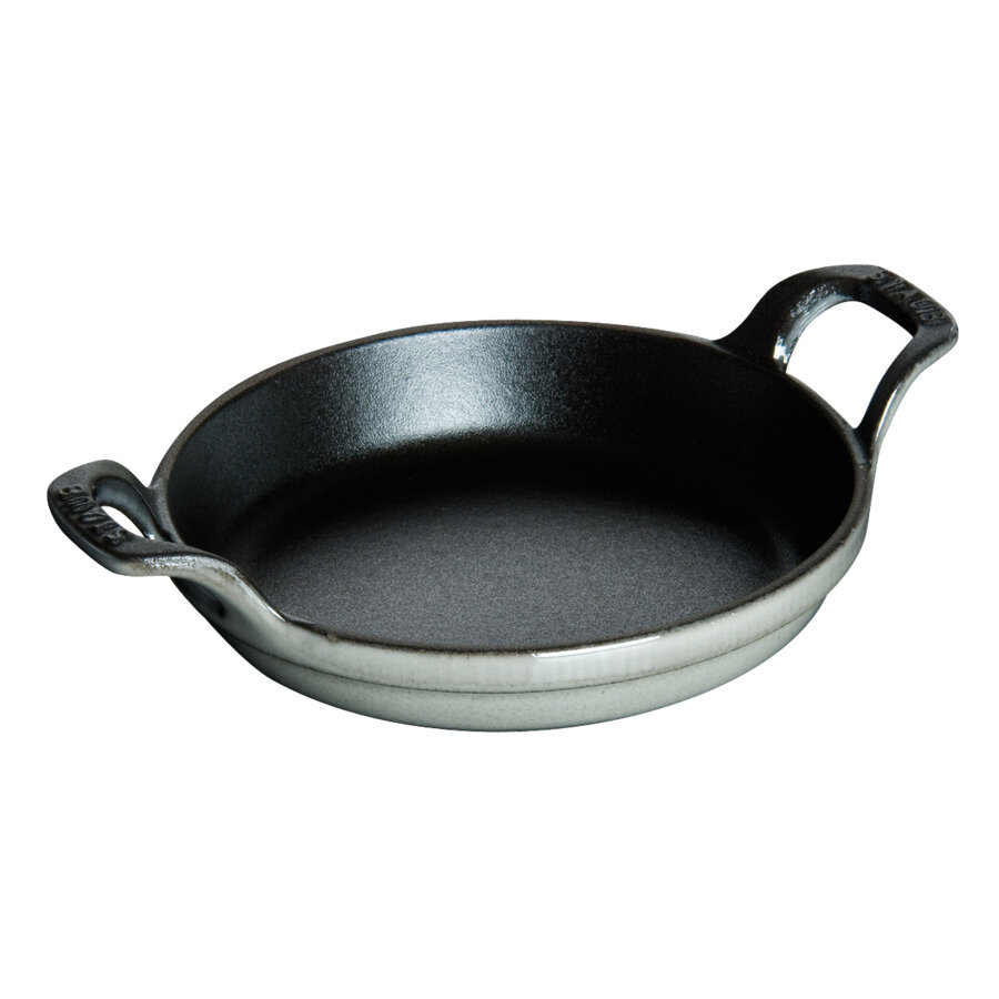 Сковорода круглая с двумя ручками Staub 16 см, чугун, серый графит, п/к