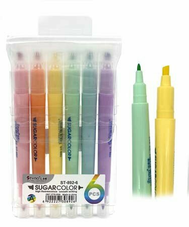 Маркер выделитель 6 цв. CN-30/WST-8 Tyno "Sugar color" 1-3мм, двухсторонние (острый+скошенный), в упаковке ПВХ ST-892 (1/24/384)