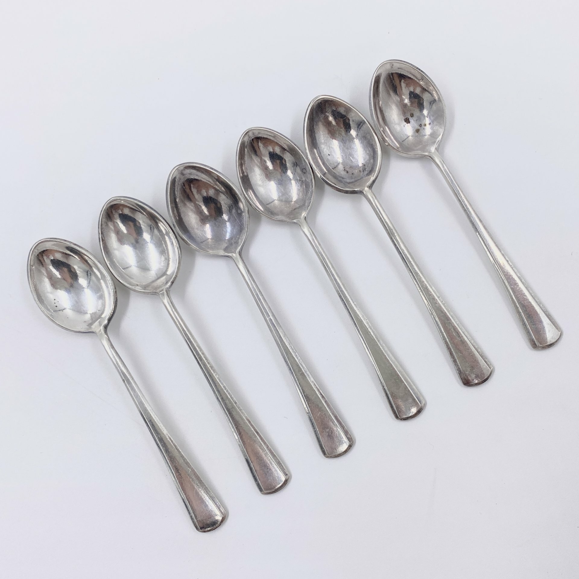 Набор из шести кофейных ложек, мельхиор, серебрение