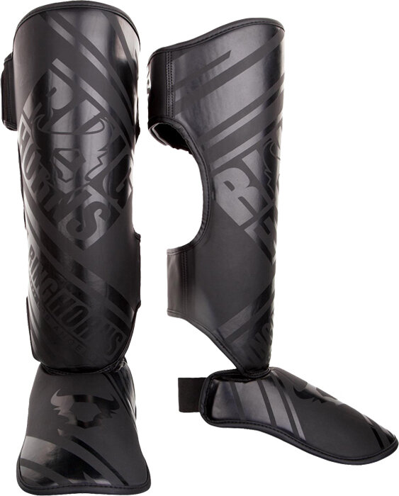 Защита голени Ringhorns "Nitro", для бокса и единоборств, искусственная кожа, чёрный, XL