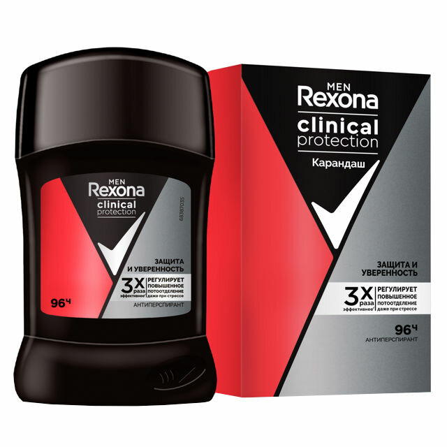 REXONA Men Clinical Protection твердый дезодорант 50 мл мужской Защита и уверенность