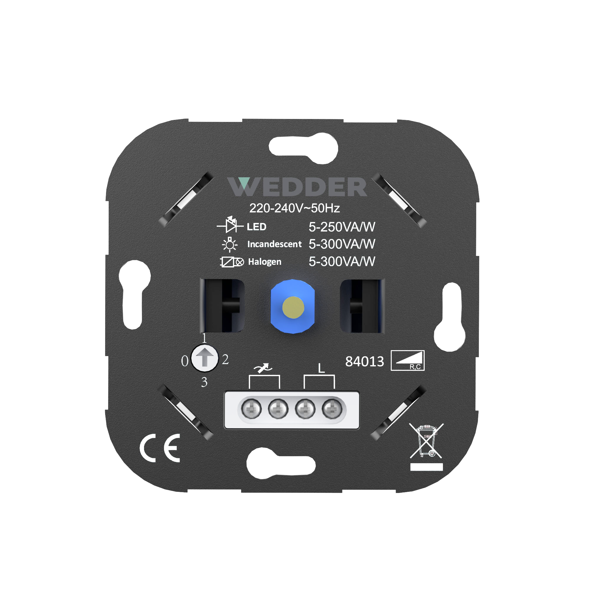 Поворотный универсальный диммер с нескольких мест 250W, без нейтрали