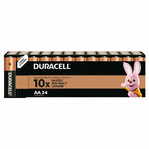 Батарейки комплект 24 шт, DURACELL Basic оригинал, АА (LR6, 15А), алкалиновые, пальчиковые, Б0064986