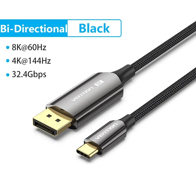 Кабель Vention USB C to DP 8K 60Гц 8K Bi Directional, 1m