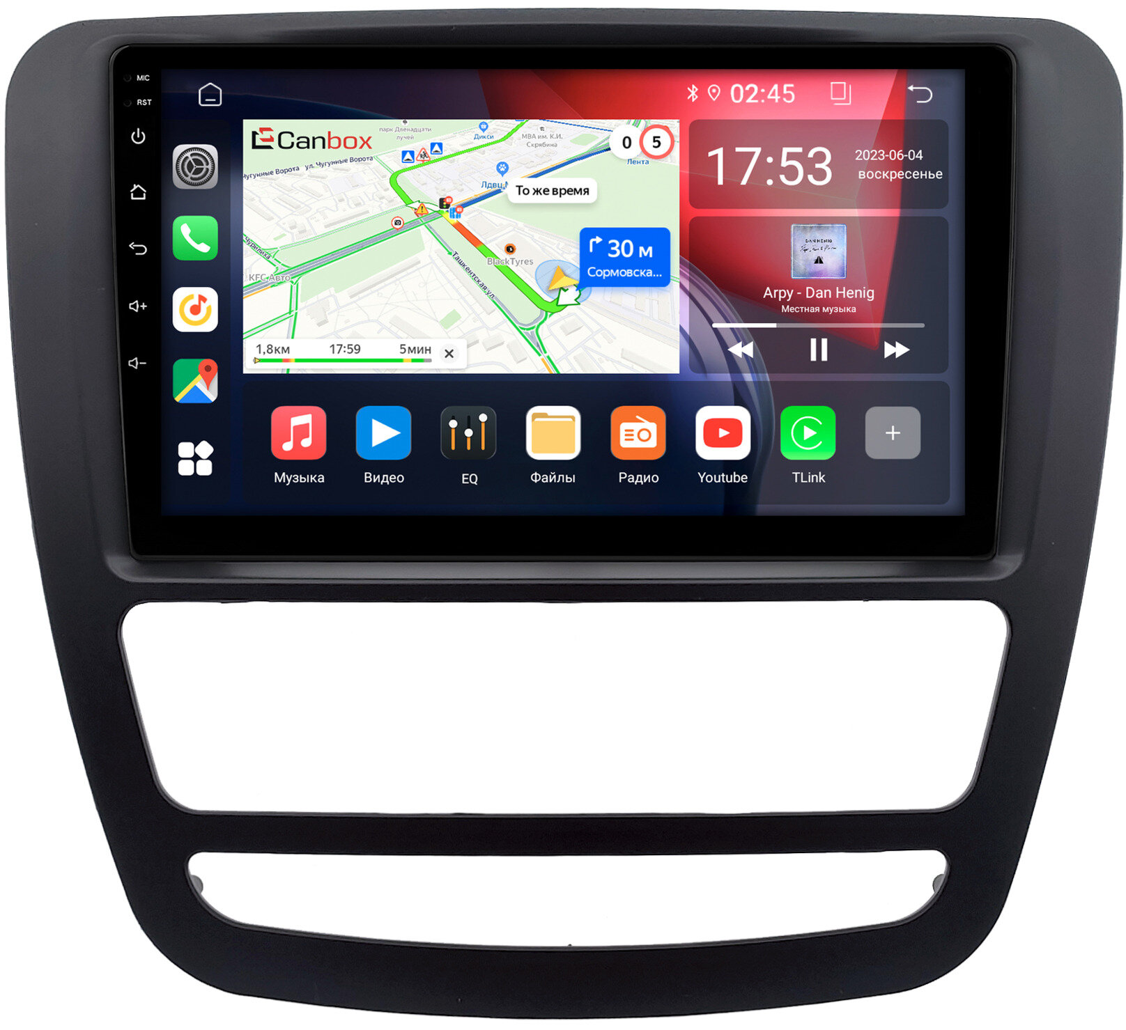 Штатная магнитола JAC T6 2015-2024 (черная) Canbox GT9-0550 2/32 Android 10 (IPS, DSP, CarPlay)