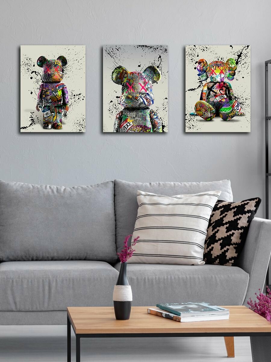 Картины на холсте LOFTime 3 шт игрушки граффити 2 30Х40 К-611-3040