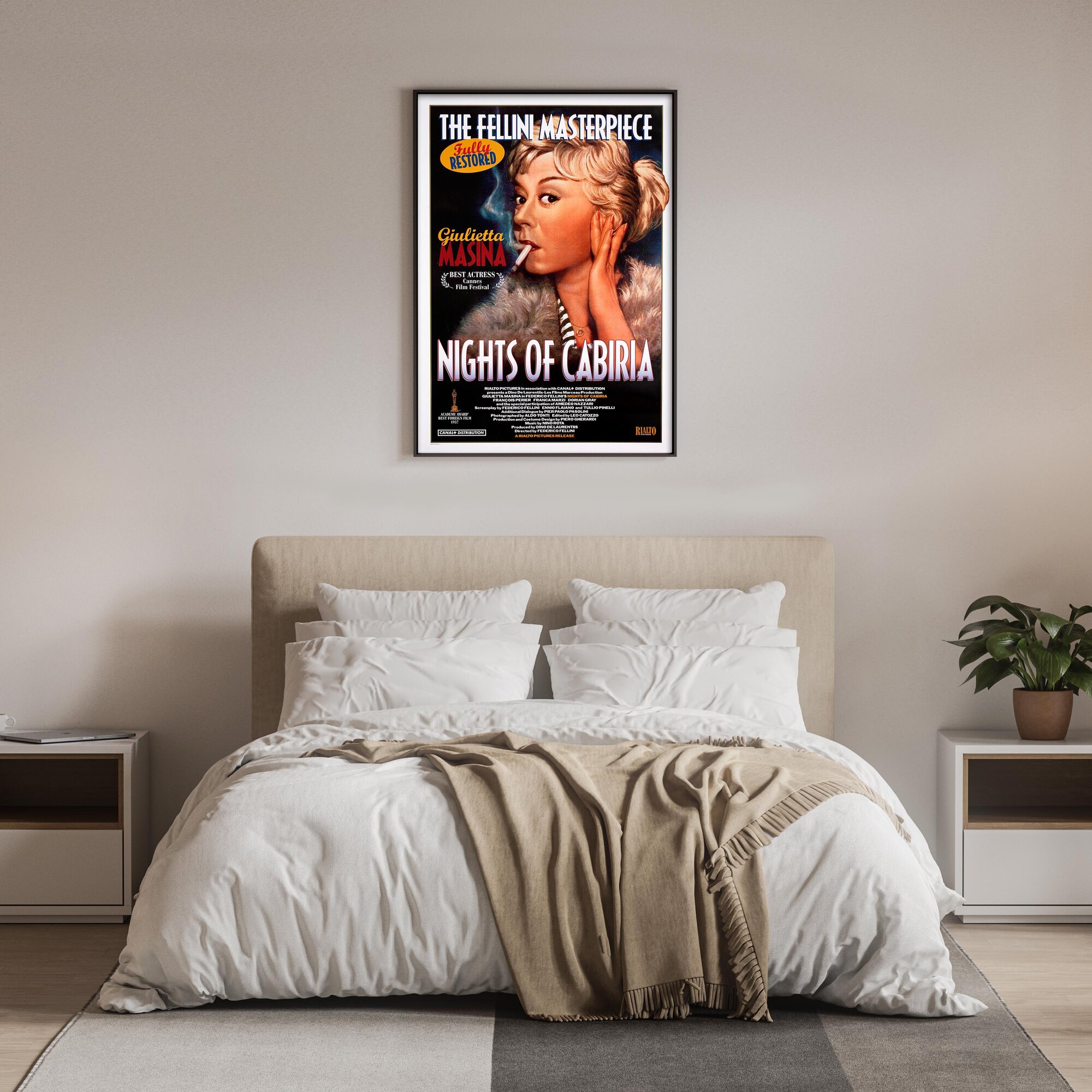Постер в раме/Винтажный плакат/Ночи Кабирии (1957) Федерико Феллини Джульетта Мазина Le notti di Cabiria