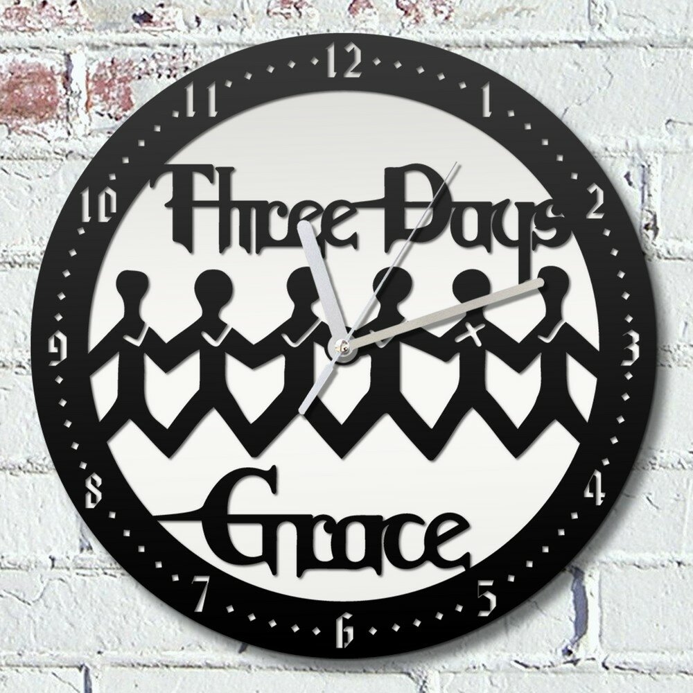 Настенные деревянные бесшумные часы музыка Three days grace (ню метал, постграндж, Нил Сандерсон, рок) - 5103