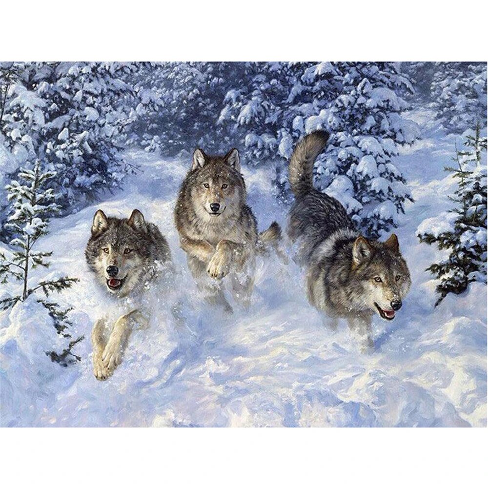 Вышивка крестиком "Волки в снегу", 50x70, 11CT