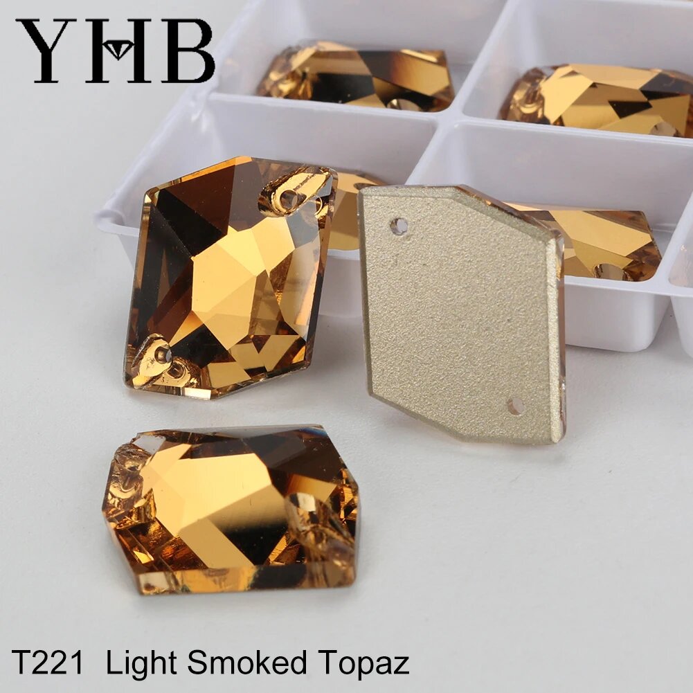 Стразы YHB космическое стекло кристалл AB лунный свет 24Pcs 13mm 17mm, T221 Lt Smoked Topaz