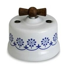 Fontini Garby белый с синим рисунком Выкл. проходной, поворотный, ручка старое дерево
