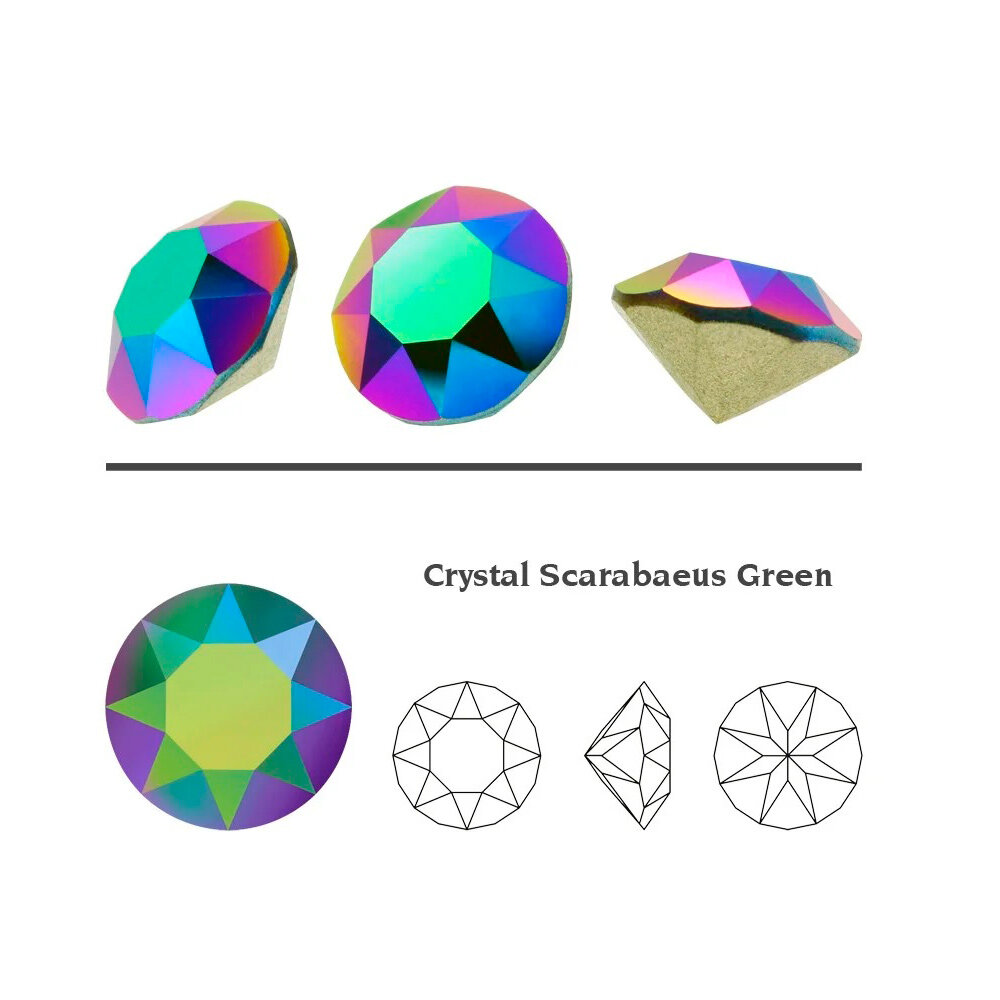 Ювелирный кристалл Swarovski, Шатон (#1088), pp32 (4мм), зеленый скарабей, с фольгой, 20 шт.