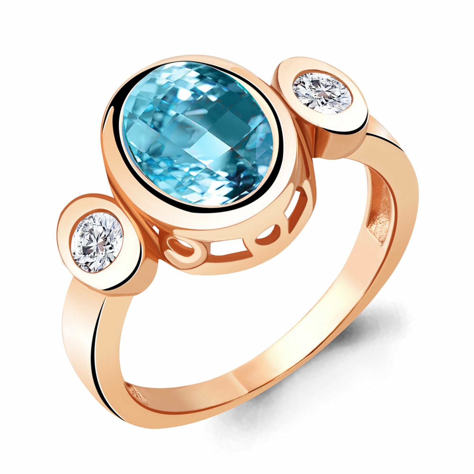 Кольцо, серебро, 925 проба, золочение, фианит, турмалин