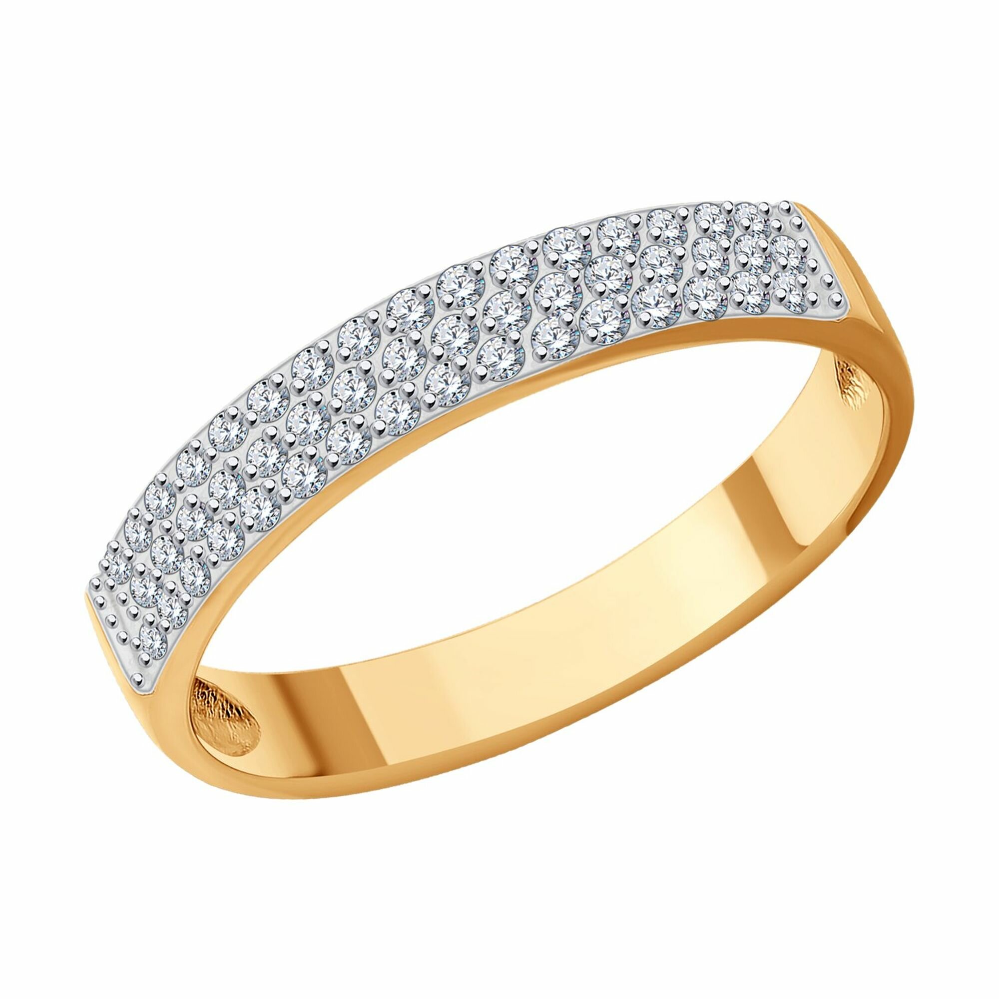 Кольцо дорожка, красное золото, 585 проба, фианит