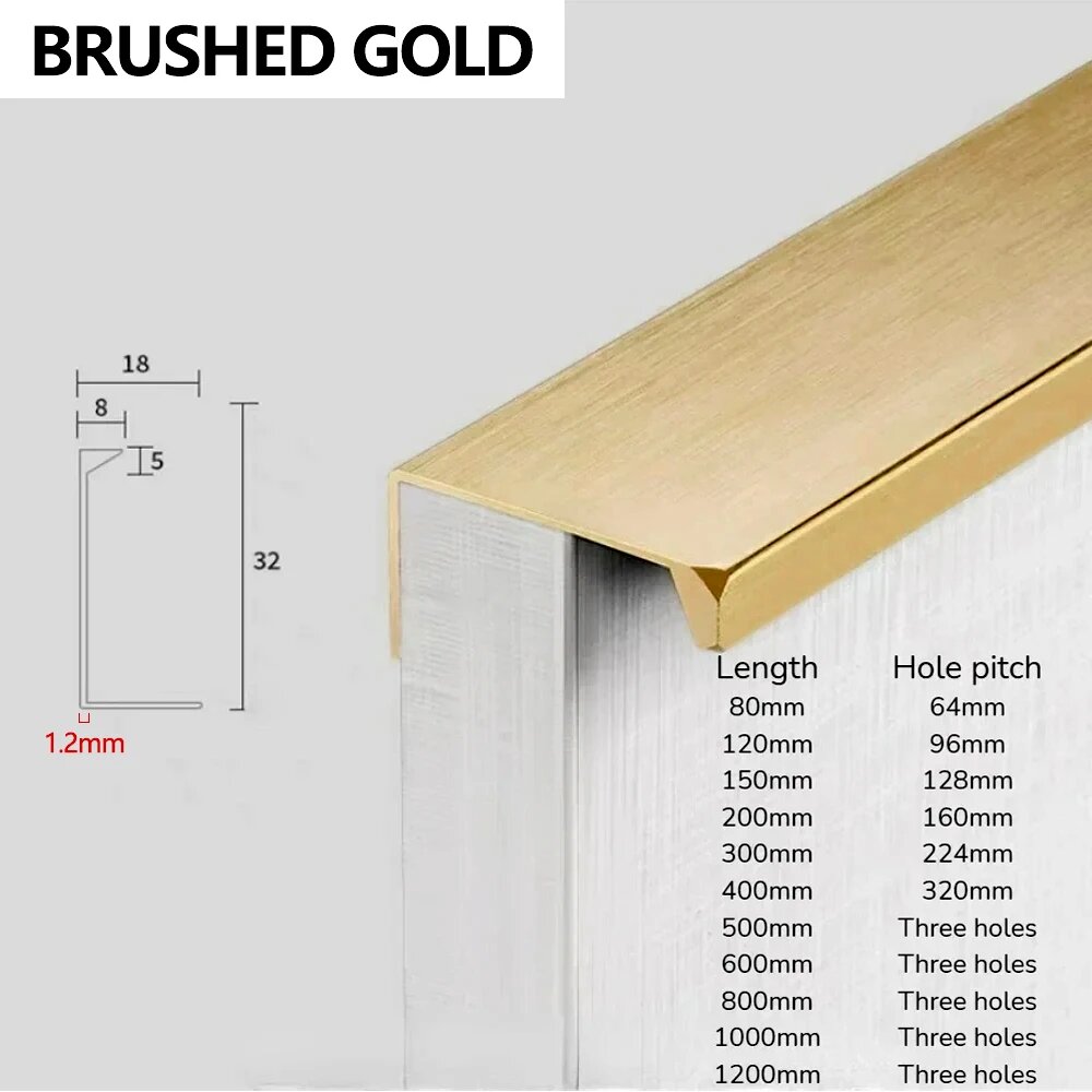 Скрытая ручка Brushed Gold 400mm