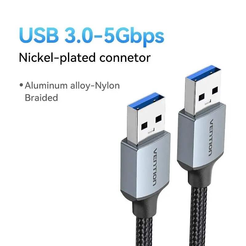 Кабель-удлинитель USB 3.0 Vention 1m, usb 3.0-Metal Grey
