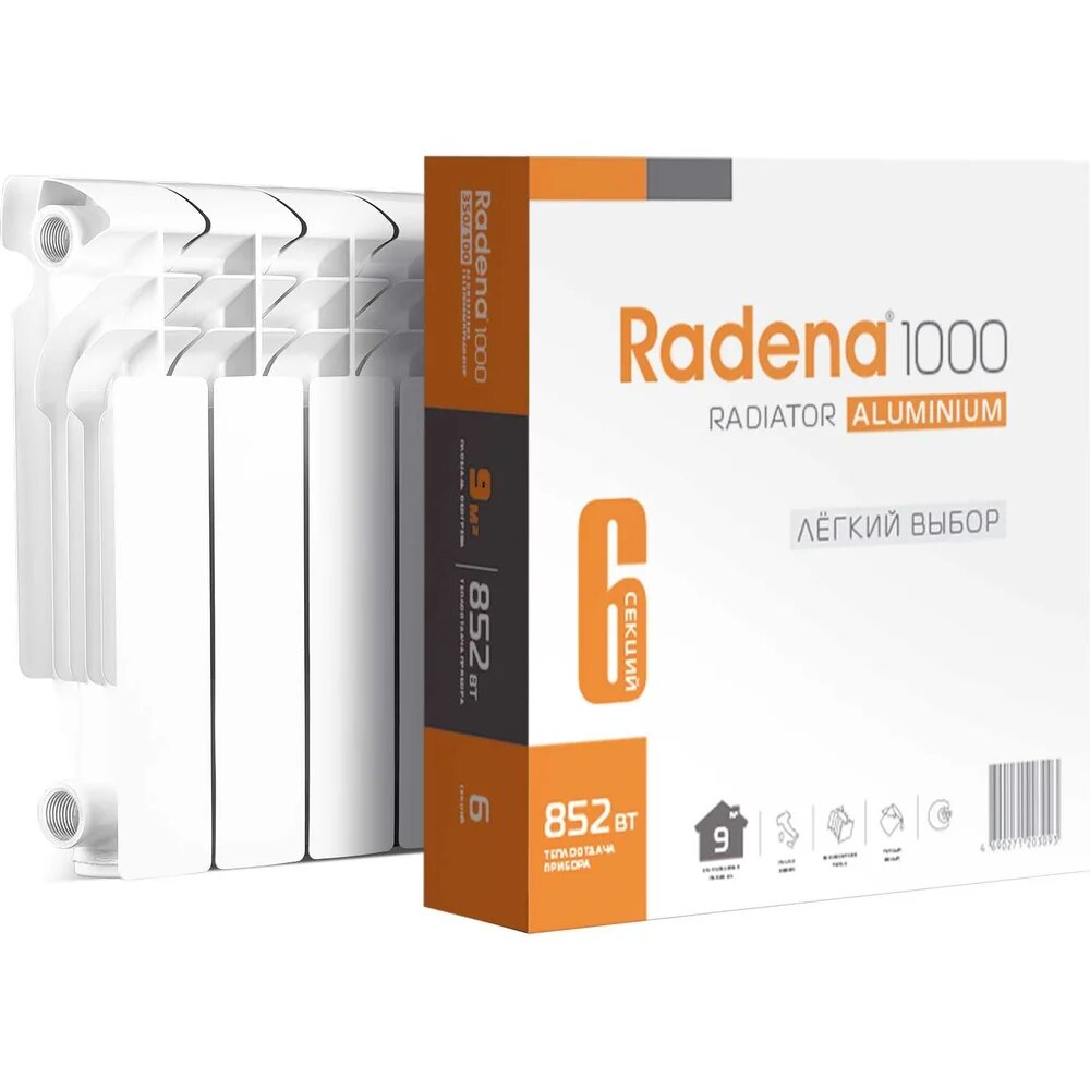 Алюминиевый радиатор Radena R 1000 350/100 12 секций 008010309