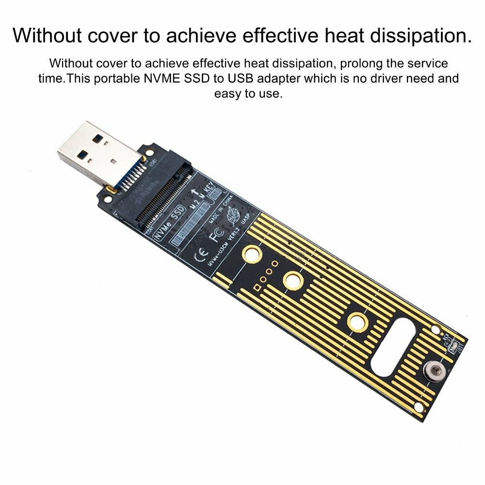 M.2 адаптер NVMe SSD к USB 3.1 Type-A без драйвера
