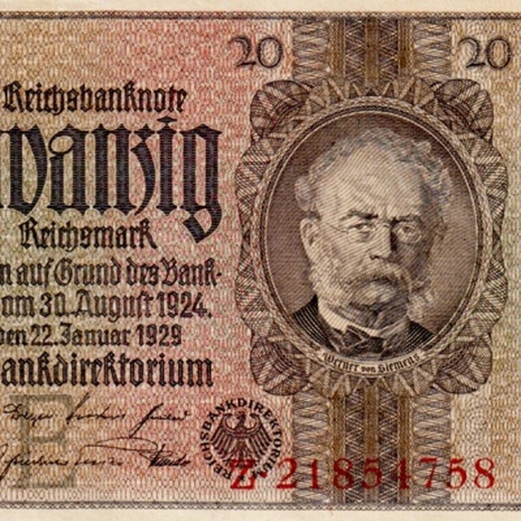 20 рейхсмарок 1929 года Германия, сувенирная копия, банкноты и купюры редкие коллекционные