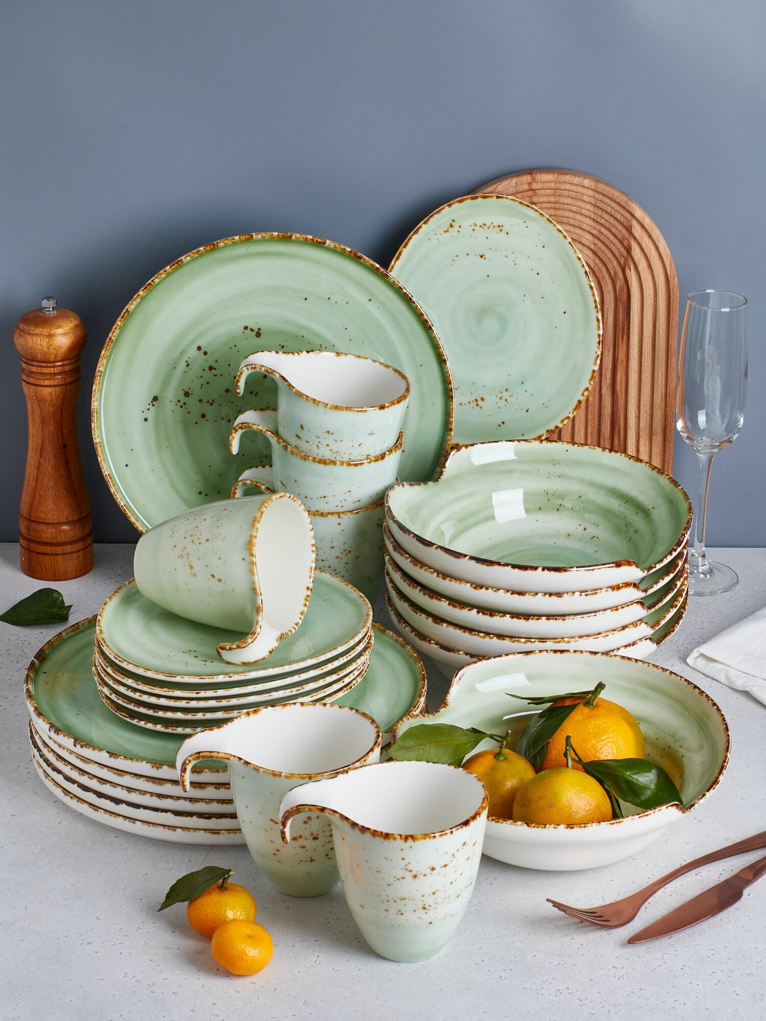 Сервиз столовый фарфоровый на 6 персон Organica Green 24 предмета