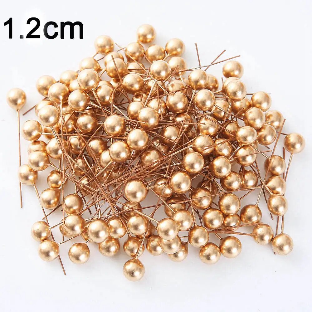 Булавки декоративные с жемчугом 1.2 см, Gold berries, 50 шт