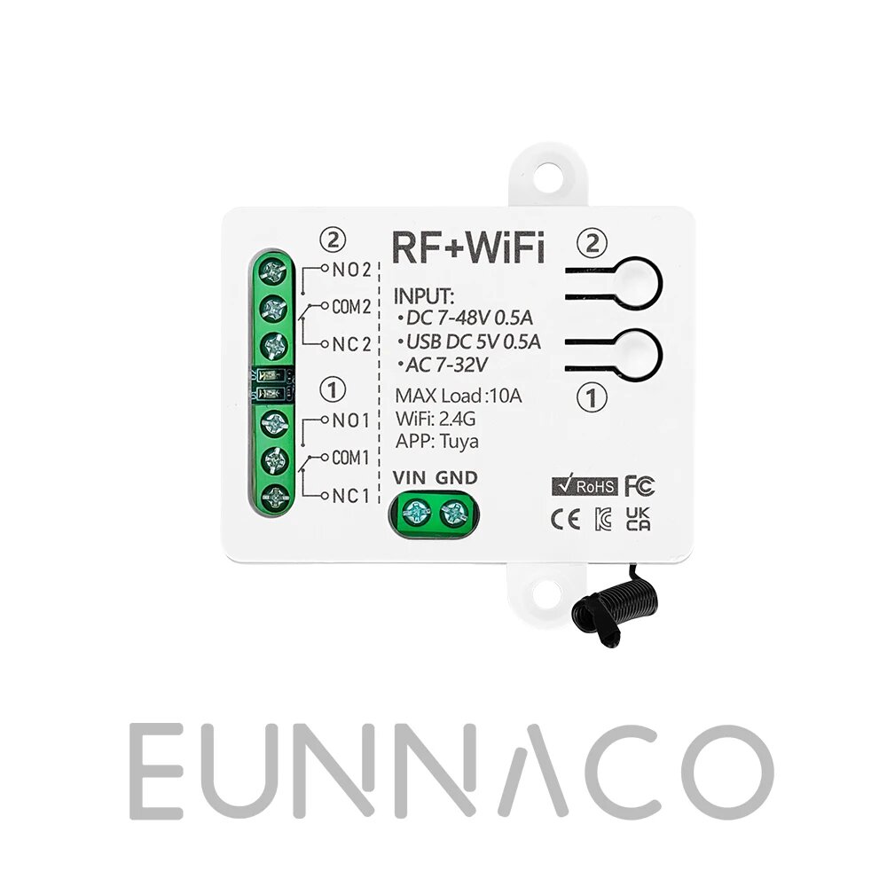 RF TUYA Wi-Fi умный переключатель DC 12 В 24 В 48 В 2CH сухое контактное реле беспроводной пульт дистанционного управления для Google Home Alexa Light Fan Only 1 Receiver