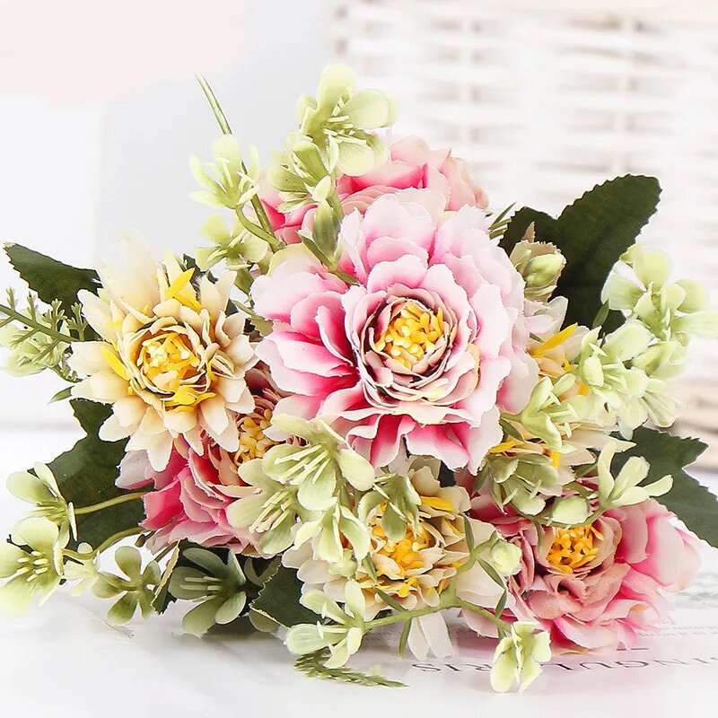 Букет искусственных цветов розовый, Flores