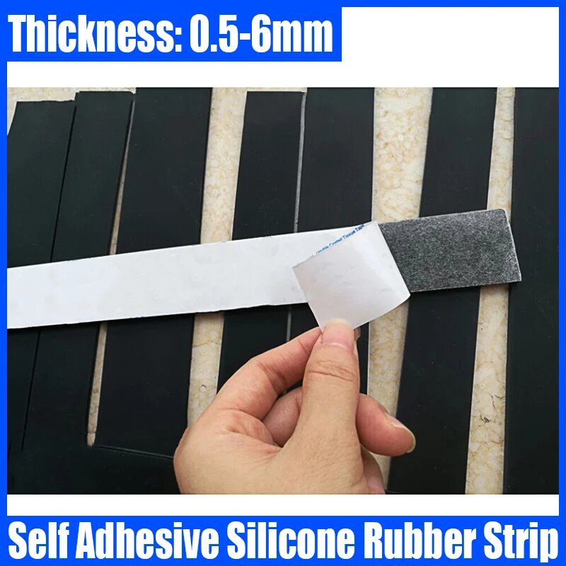 Черная самоклеящаяся силиконовая прокладка 30x11x1.5mm(4pcs)