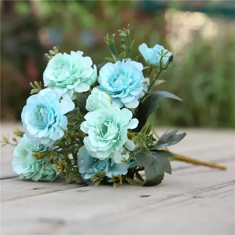 Искусственные розы Tiffany blue, 7 вилок, 33 см