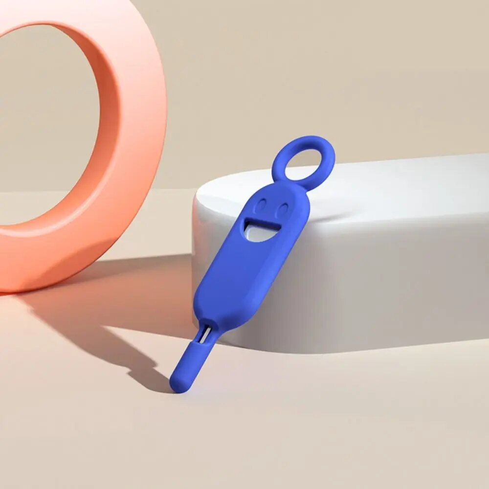 Игольчатый штифт для удаления SIM-карты 2 в 1, защитный держатель, аксессуары для мобильных телефонов, чехол для хранения SIM-карты, брелок для ключей с защитой от потери Blue