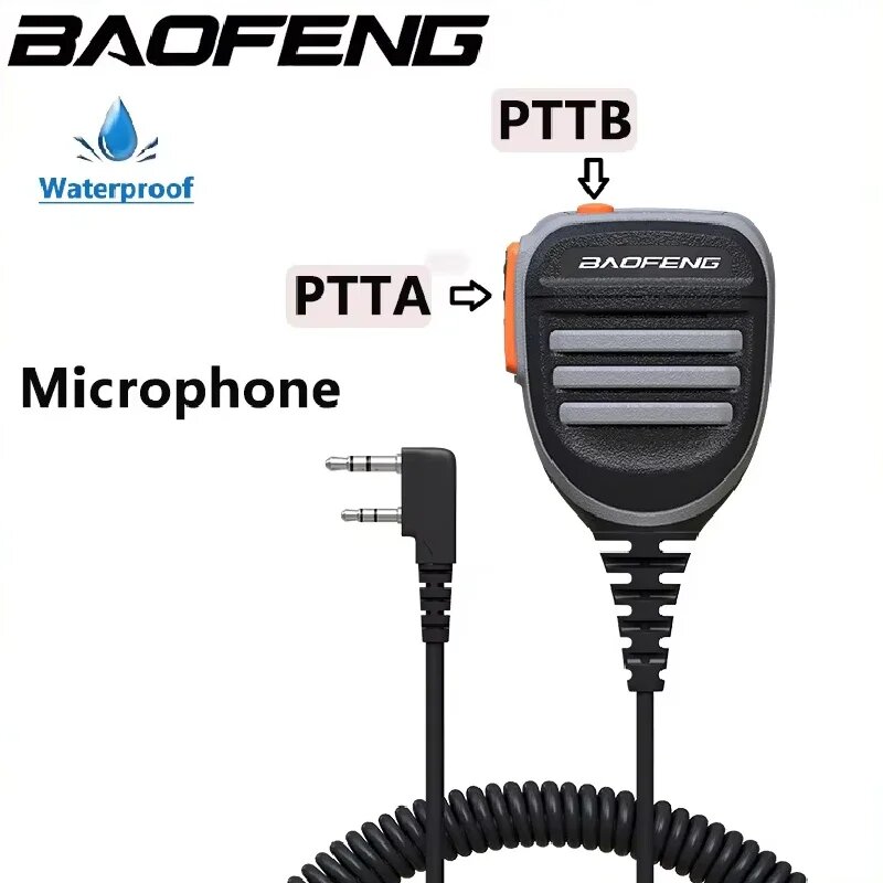 Baofeng микрофон для рации, серый, водонепроницаемый