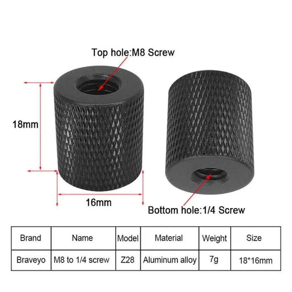 M8 to 1/4" винт-адаптер для камеры, черный