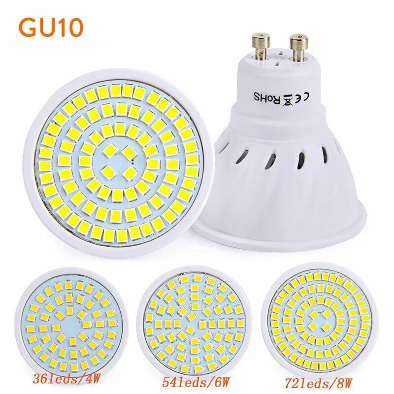 Светодиодная лампа YORYZENG GU10 36/54/72 SMD 220В GU10, 12V-24V, Neutral White, 8W