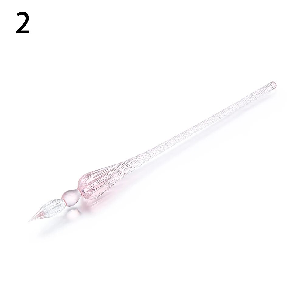 Винтажная стеклянная перьевая ручка Glass Dip Pen Розовый, 2