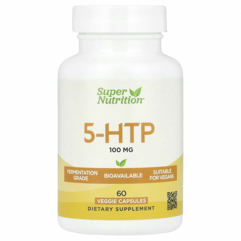 Super Nutrition, 5-HTP, 100 мг, 60 растительных капсул