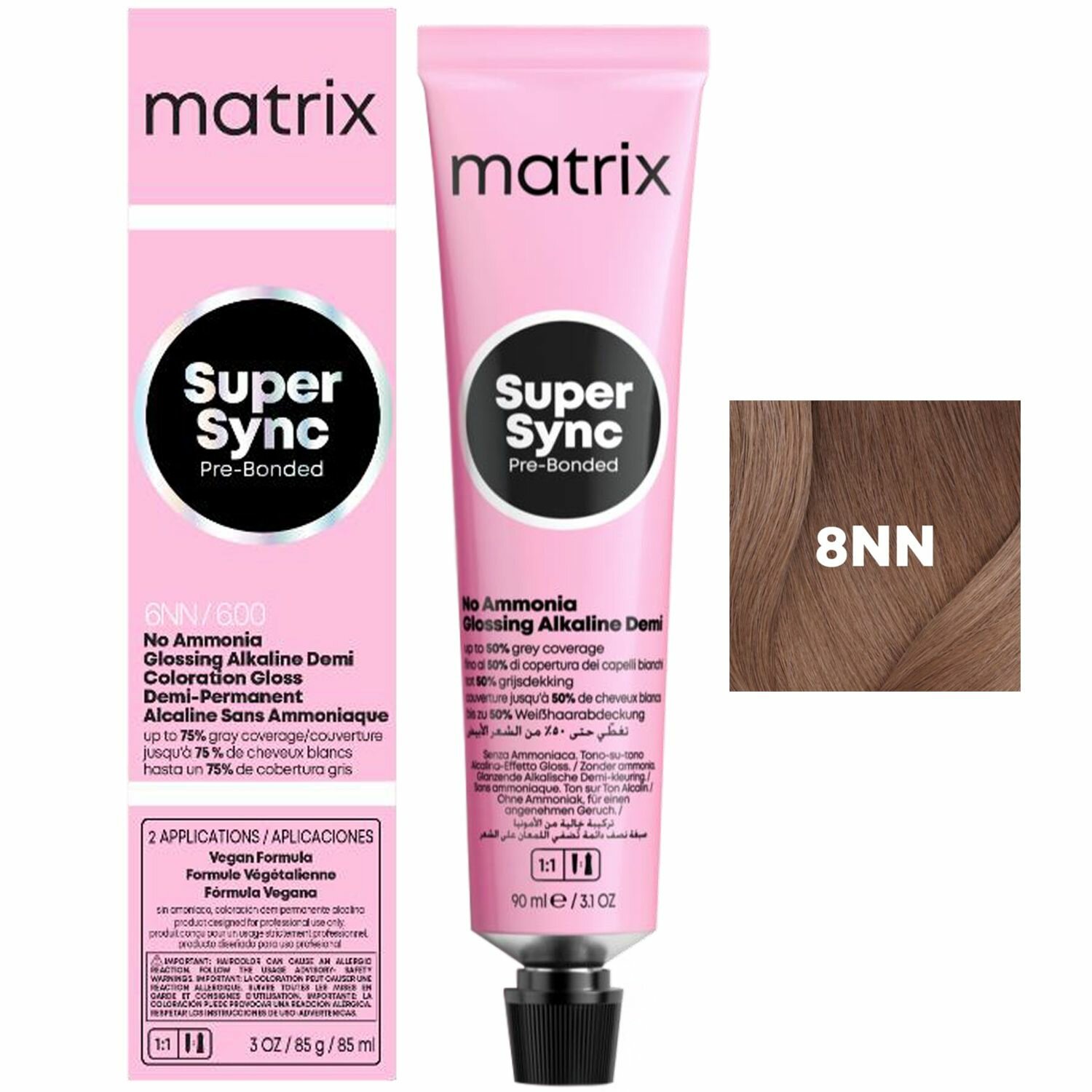 Безаммиачный краситель Super Sync Pre-Bonded, 8NN светлый блондин глубокий натуральный, 90 мл