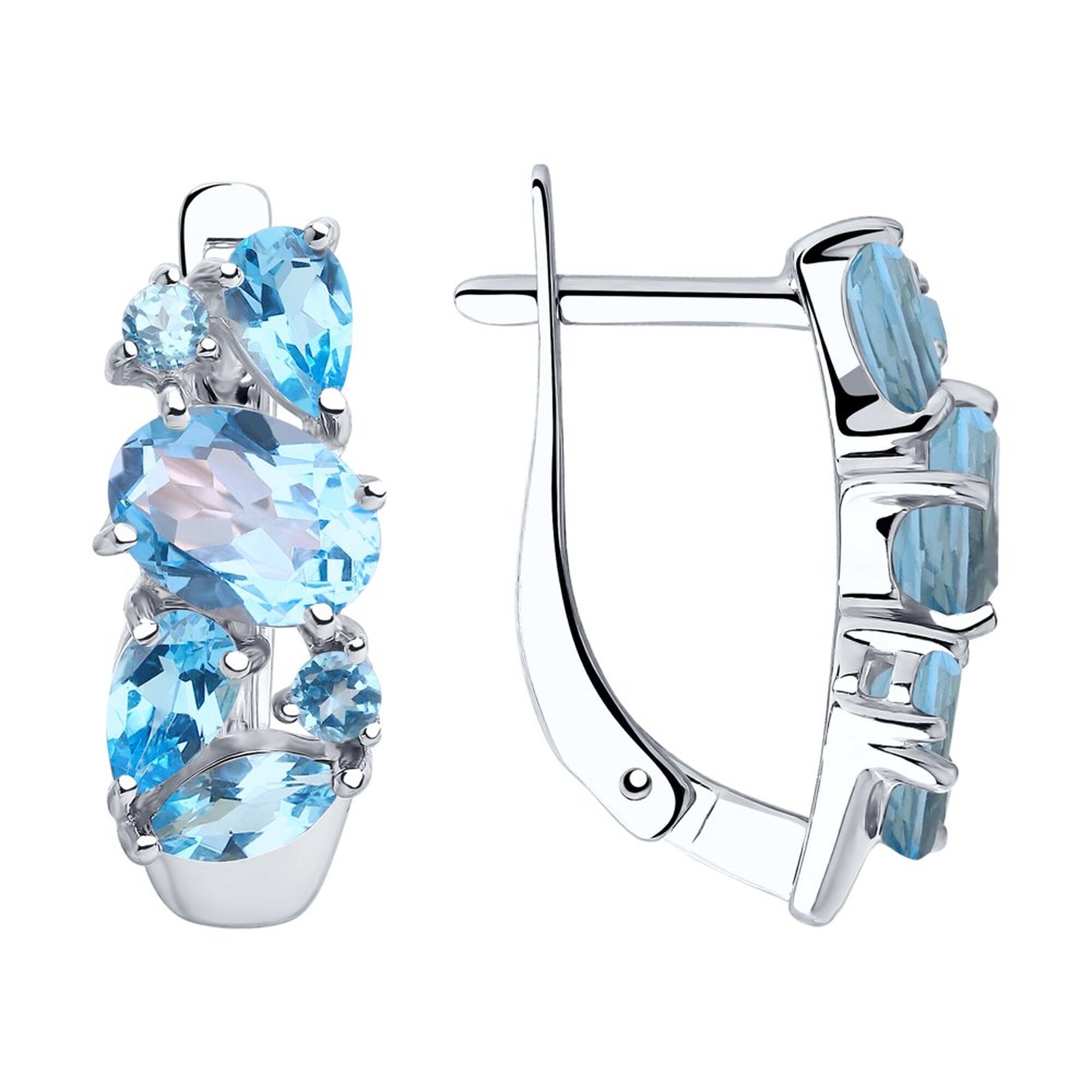 Серьги, серебро, 925 проба, родирование, топаз