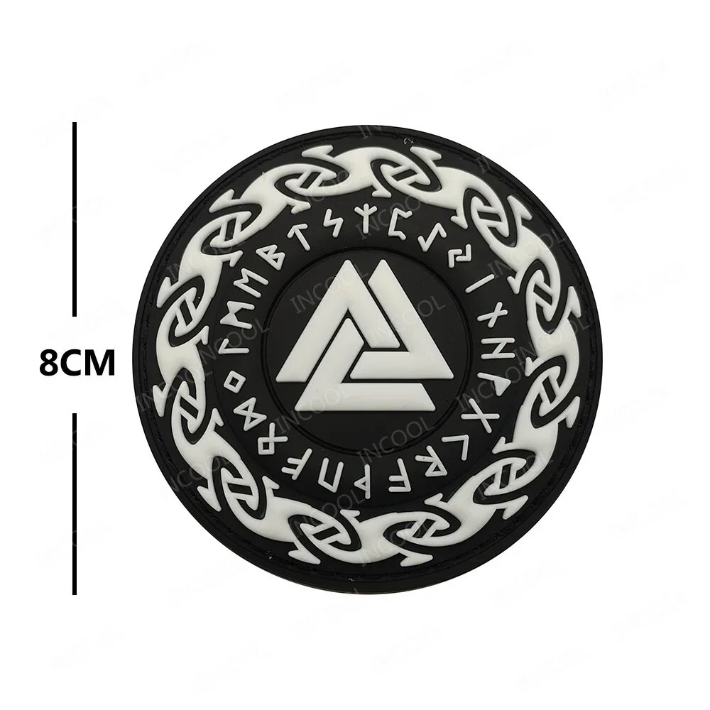 Круглая нашивка Викинг-Волк Valhalla 8 см 9 Glow In Dark