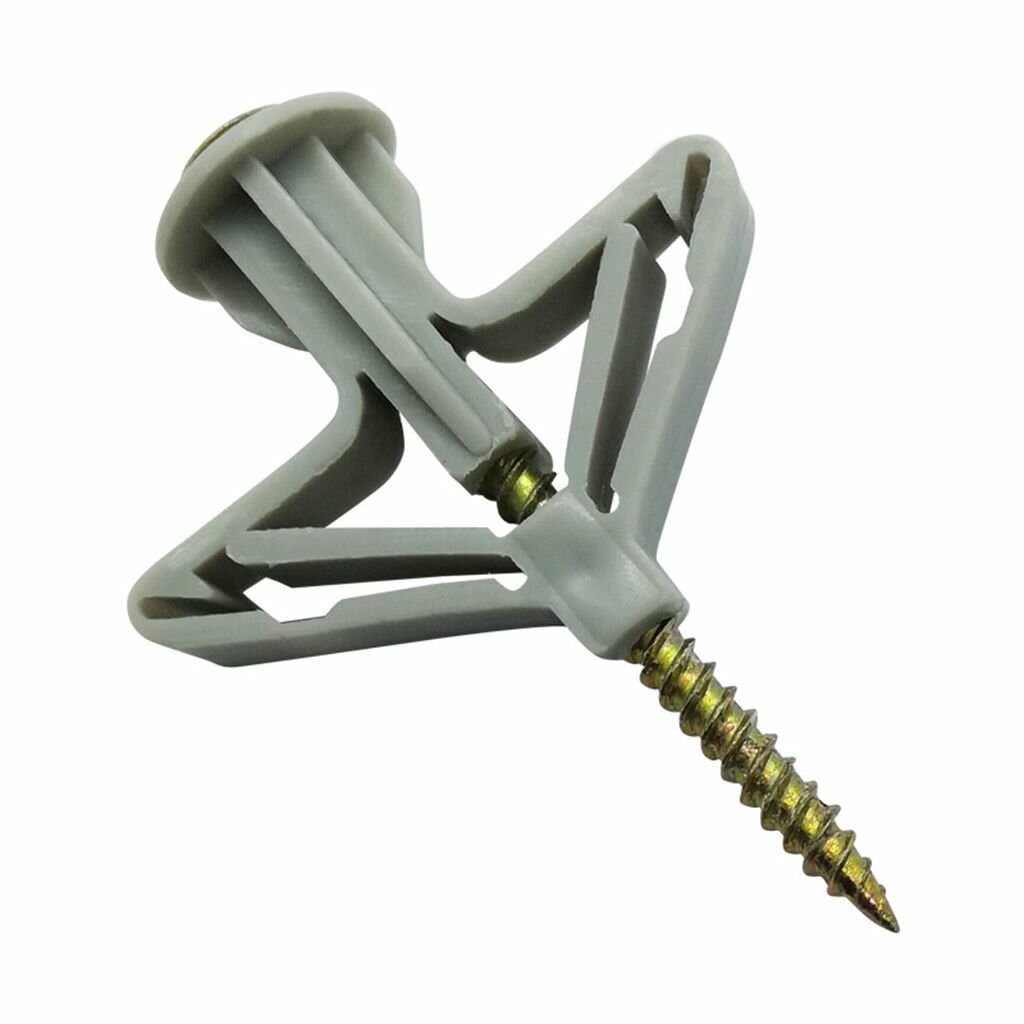 (1 упаковка из 50 комплектов) Шуруп для пустотелого кирпича типа бабочка - светло-серый