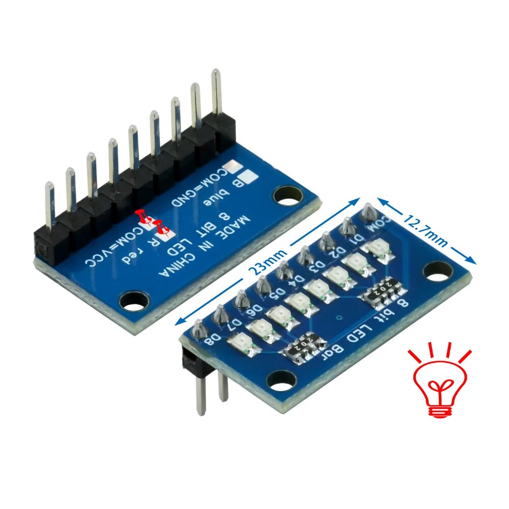 8-битный LED индикаторный модуль Red Common anode