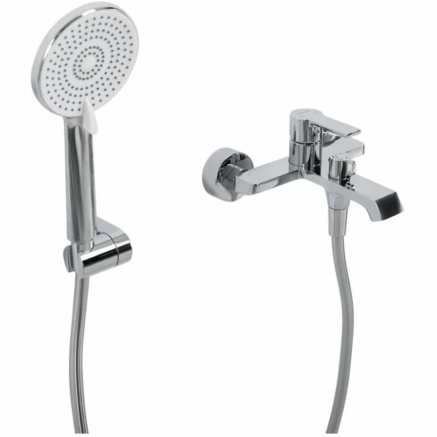 Смеситель для ванны и душа BelBagno (Бельбагно)Aurora в комплекте с ручным душем, шлангом и держателем, хром AURORA-VASM-CRM